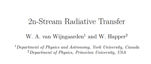Van Wijngaarden and Happer: 2n-Stream Radiative Transfer - CO2 Coalition